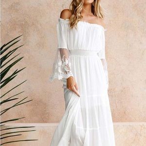 Dresses | White Boho Off Shoulder Maxi Long Photoshoot Dress | Poshmark